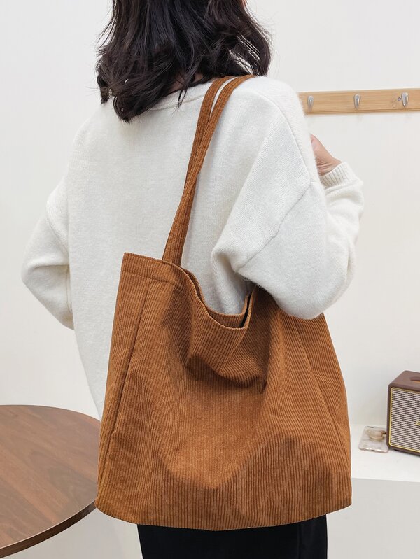 Minimalist Corduroy Shopper Bag | SHEIN USA