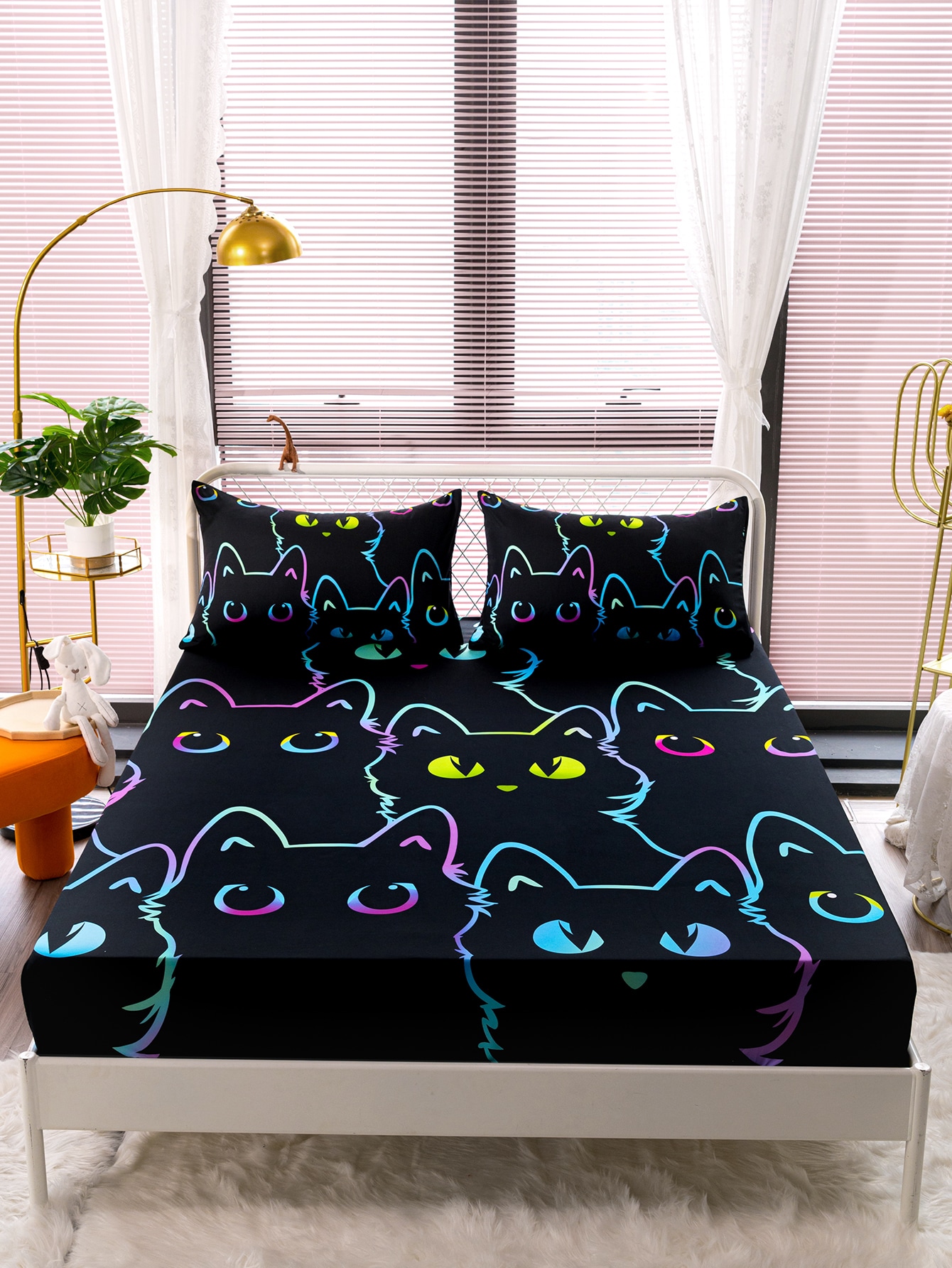 Cat Pattern Fitted Sheet Set Without Filler