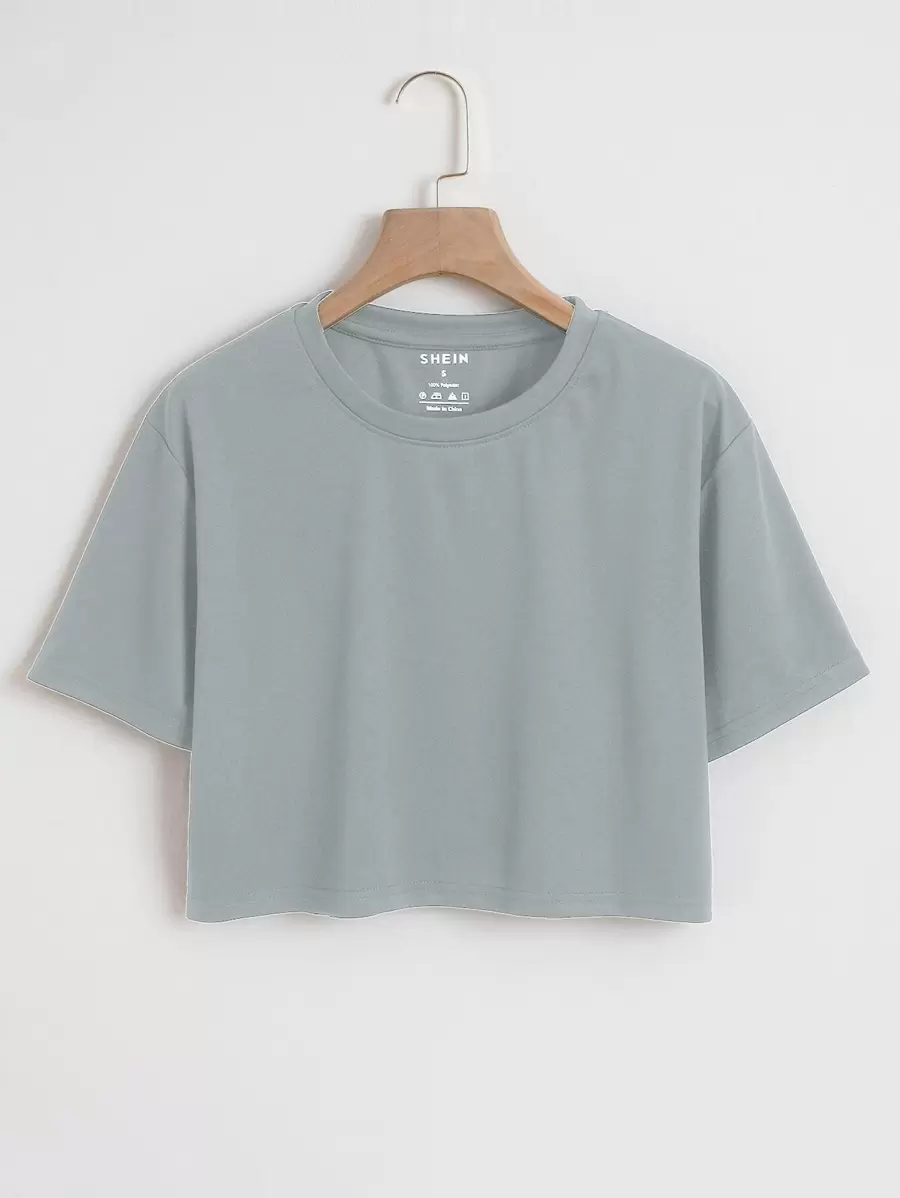 INAWLY Solid Crop Tee | SHEIN USA