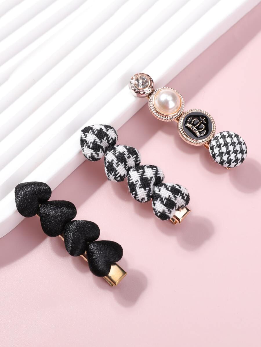 3pcs Heart & Faux Pearl Decor Alligator Hair Clip Elegant | SHEIN USA
