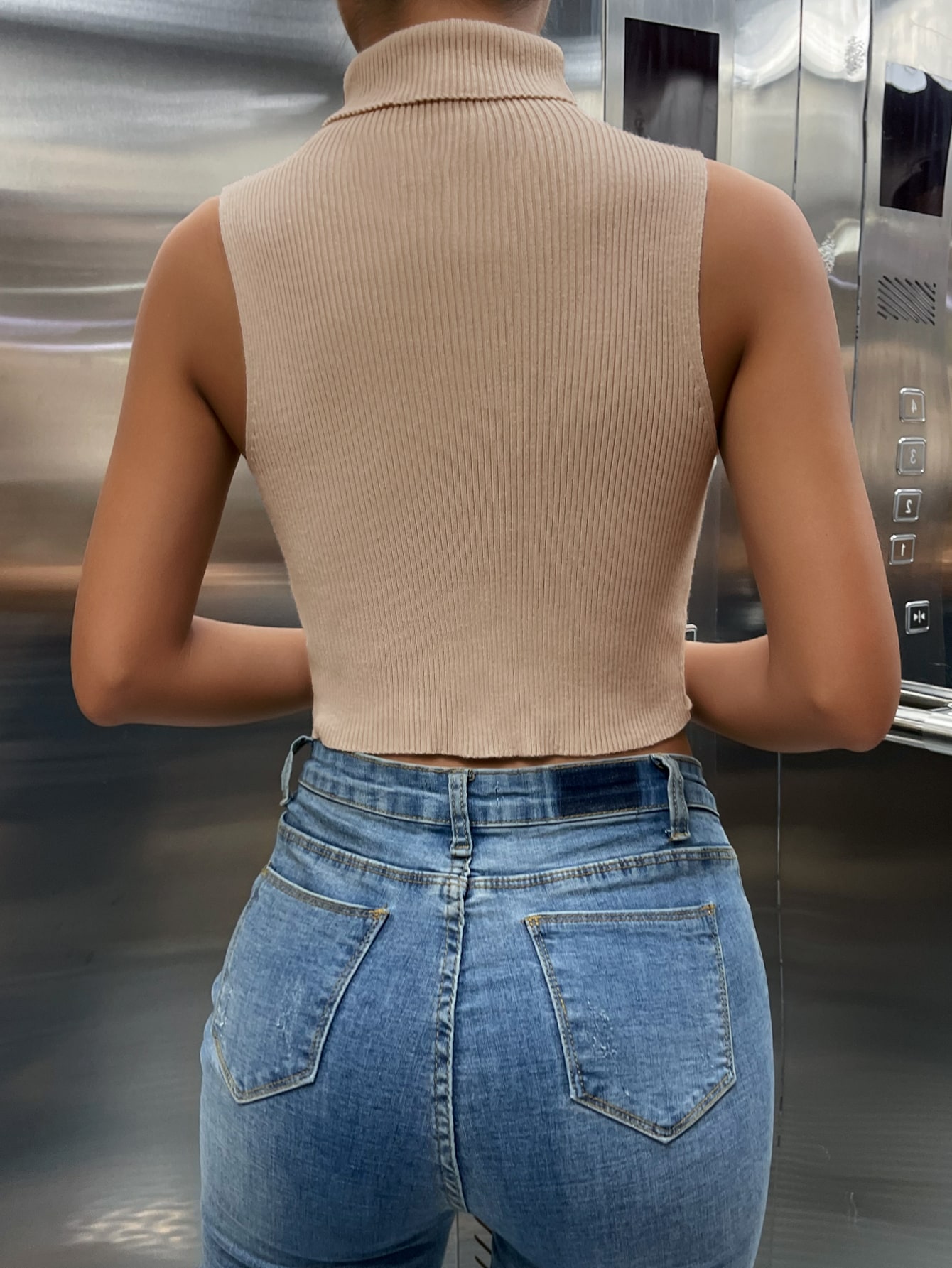 SHEIN Essnce Turtle Neck Crop Tank Knit Top | SHEIN USA