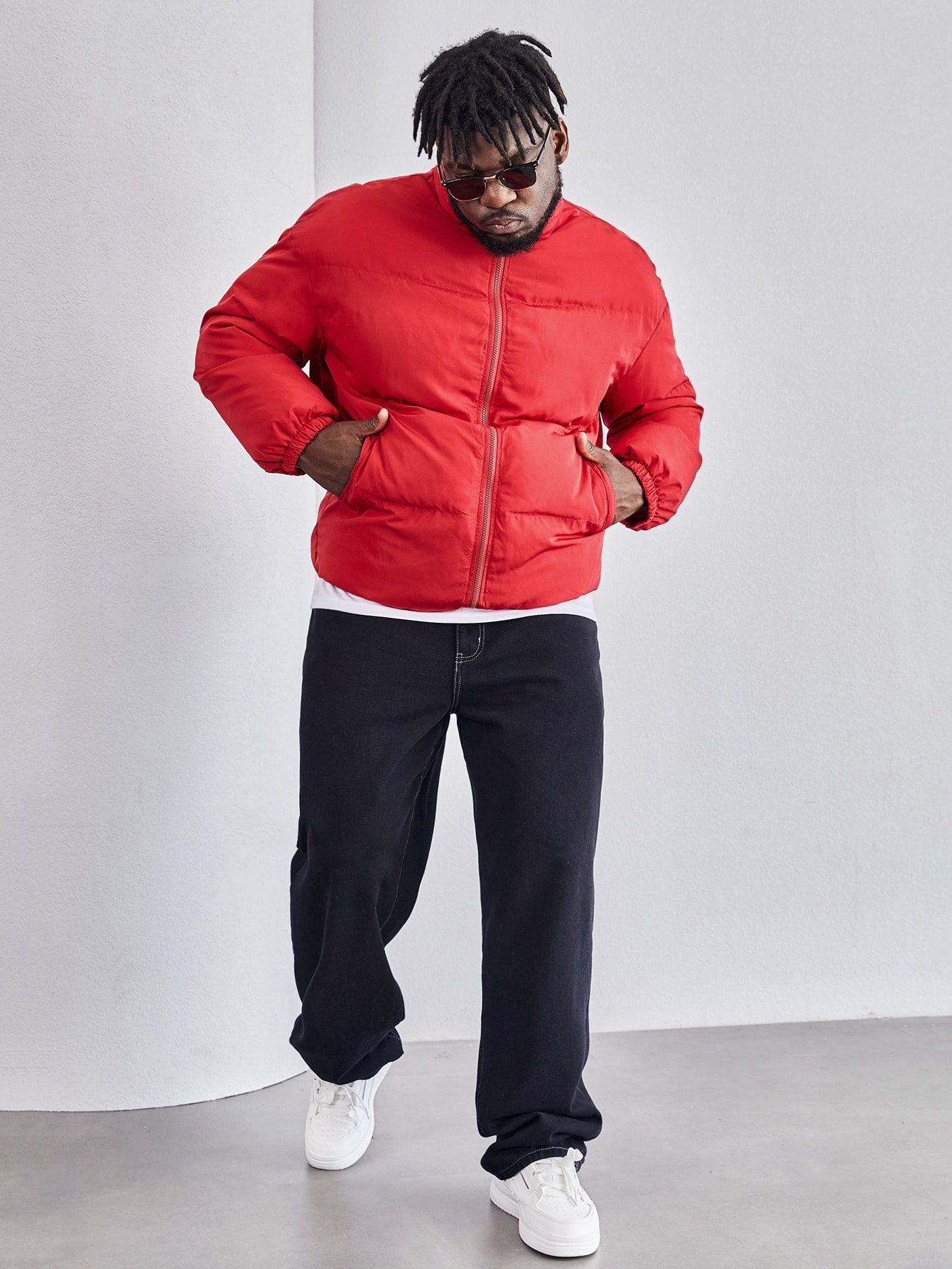 Manfinity Men Slant Pockets Puffer Coat | SHEIN UK