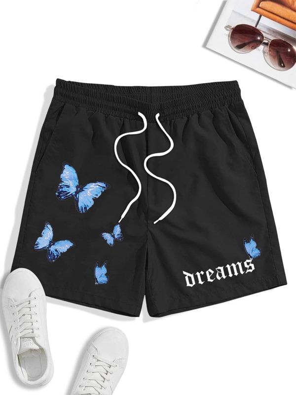 Manfinity Emrg Men Butterfly And Letter Graphic Shorts Shein