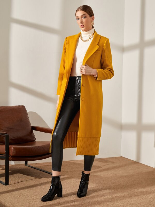Keshae Trotter Lapel Neck Slant Pocket Overcoat | SHEIN USA