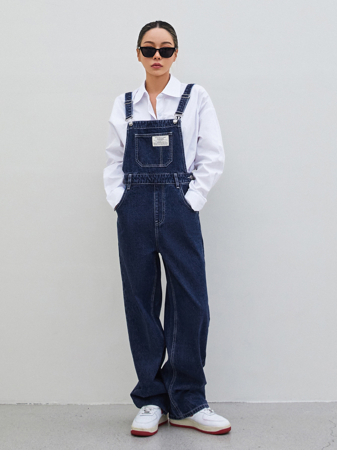 DAZY Patch Detail Denim Overalls Without Blouse
