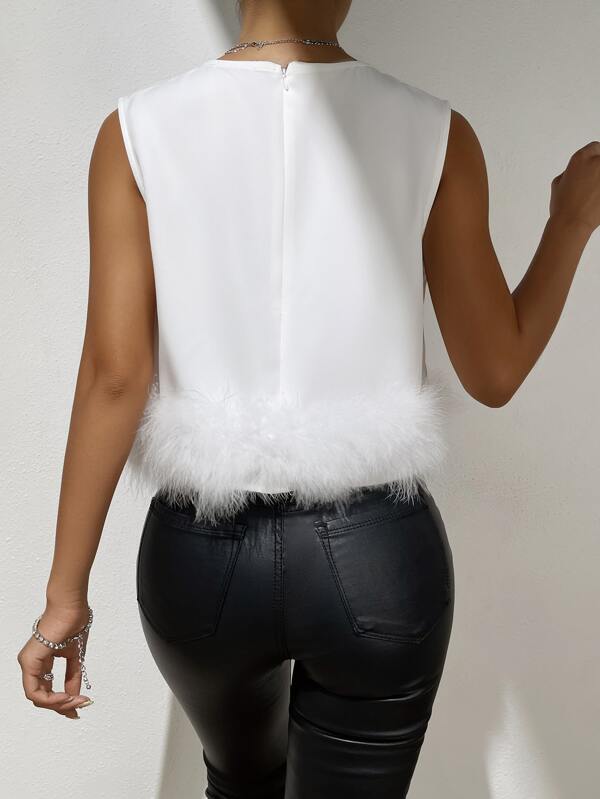 SHEIN BAE Fuzzy Trim Tank Top | SHEIN USA