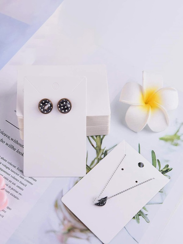 50pcs Jewelry Display Paper Card, White Paper Jewelry Organizer For ...