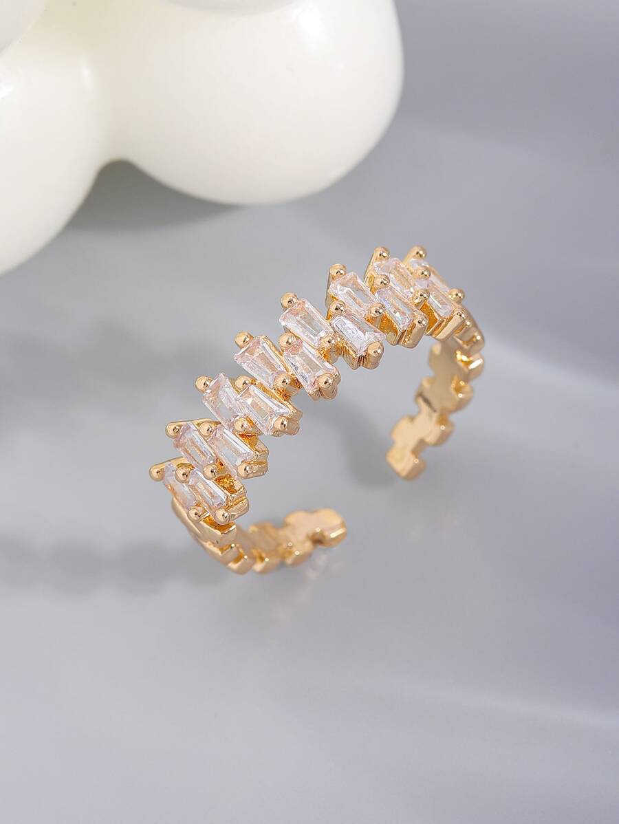 Cubic Zirconia Decor Cuff Ring | SHEIN USA
