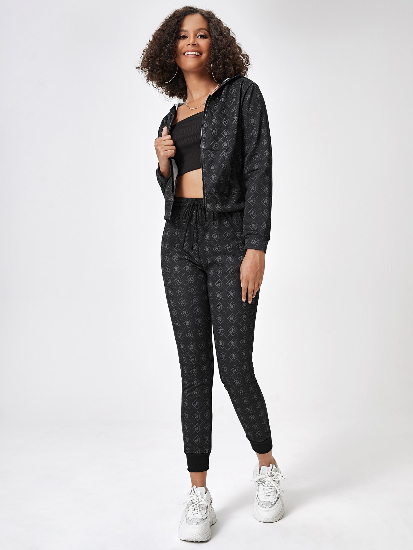 Jacqueline City Allover Print Zip Up Hoodie | SHEIN USA