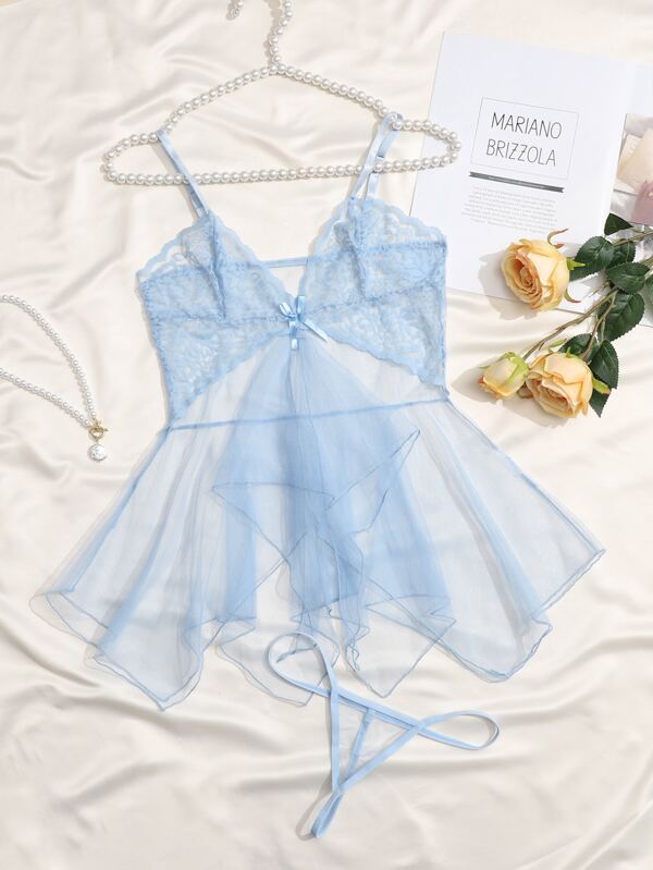 Slips con encaje en contraste de malla transparente con tanga | Moda de ...