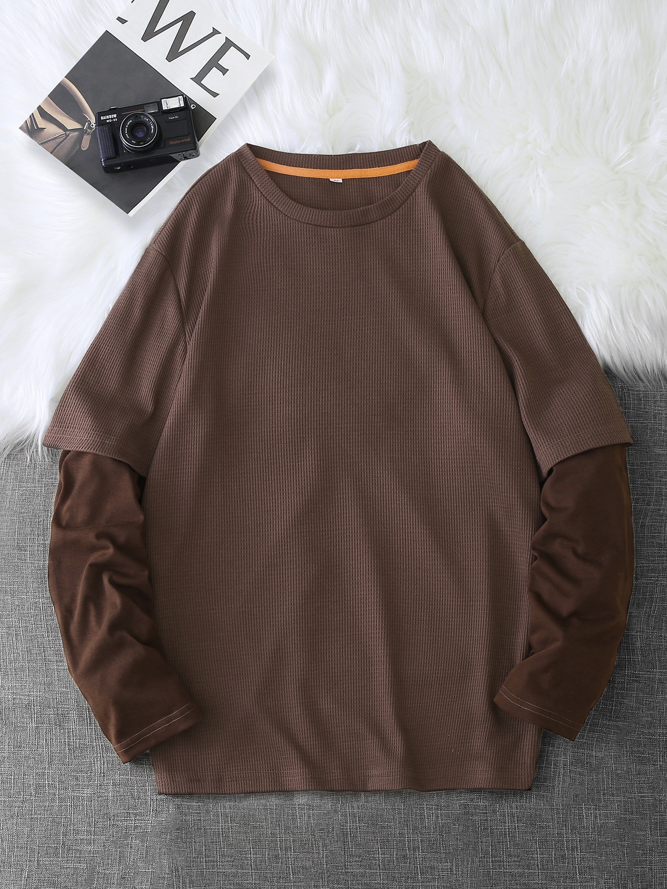 Men Solid Round Neck 2 In 1 Tee