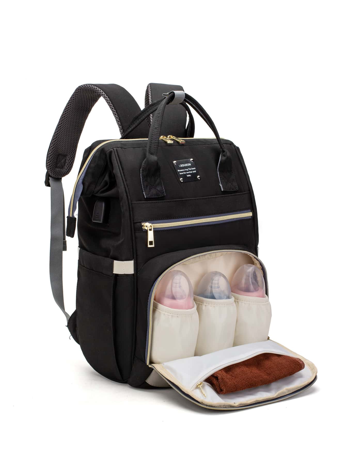 LEQUEEN 1pc Baby Multi-compartment Fabric Diaper Bag | SHEIN USA