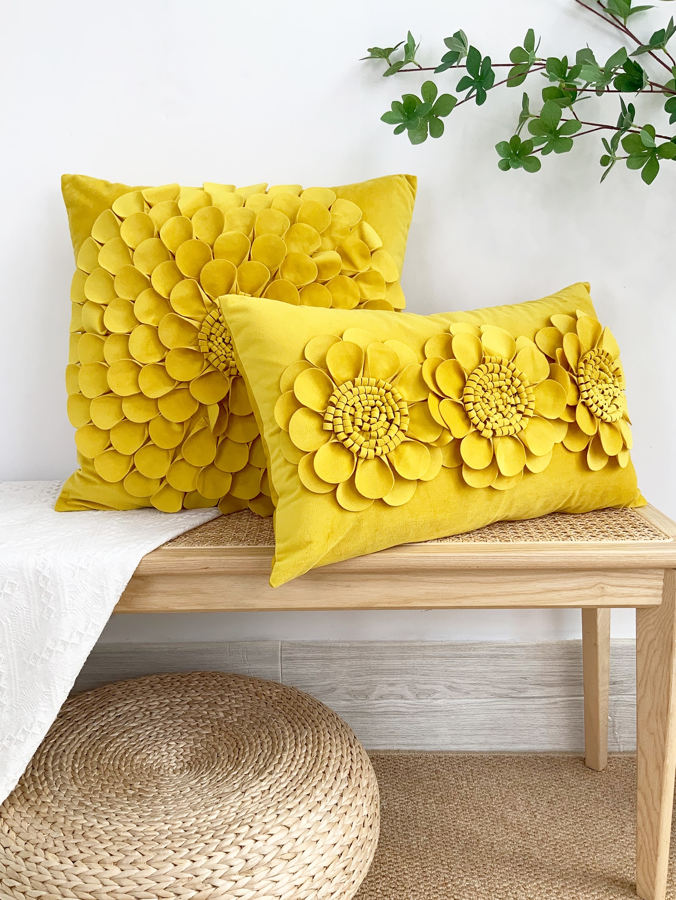 Flower Decor Cushion Cover Without Filler