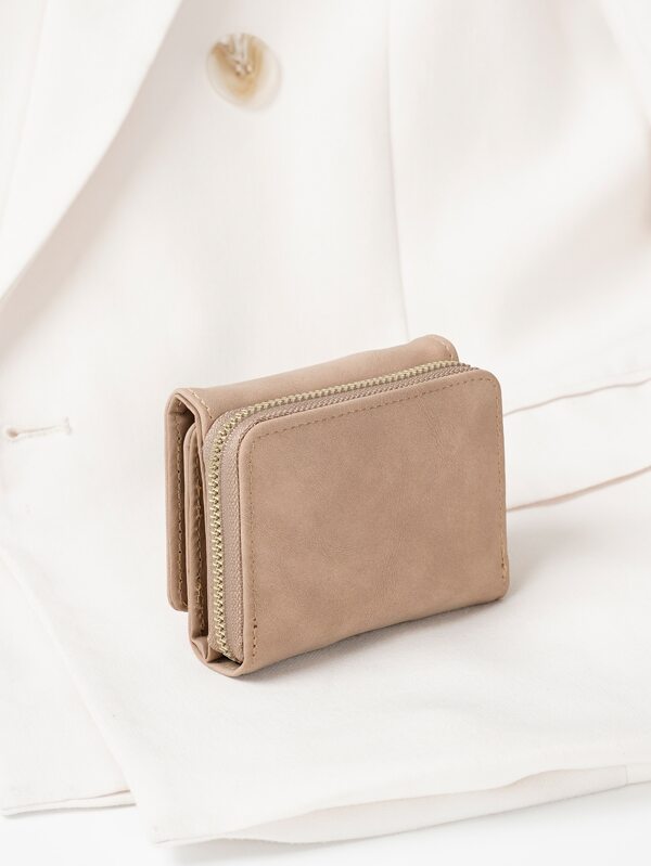 Minimalist Small Wallet Coin Pocket Small Purse Bifold Zipper Women ...