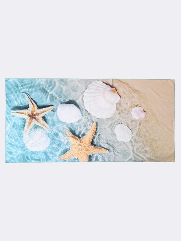 Starfish & Scallop Pattern Beach Towel | SHEIN USA