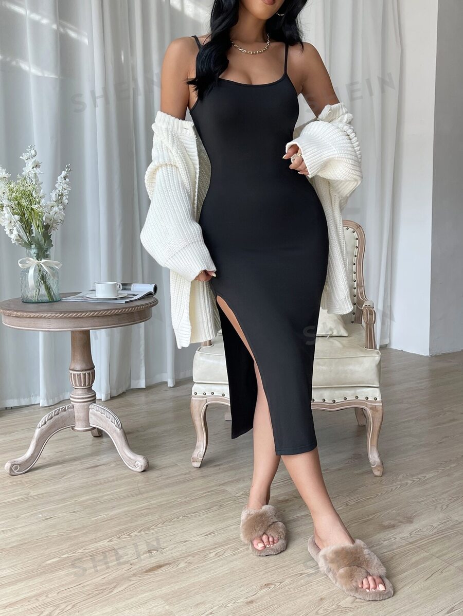 SHEIN Essnce Backless Split Thigh Dress | SHEIN