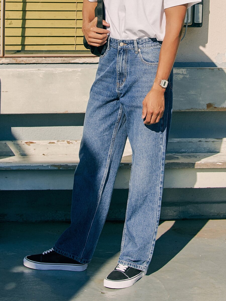 DAZY Men Cotton Washed Straight Leg Jeans | SHEIN UK