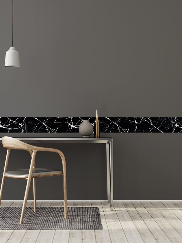 1pc Marble Pattern Peel Stick Baseboard, Self Adhesive Floor Baseboard ...