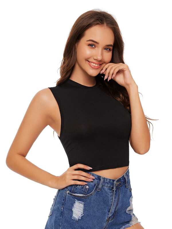 SHEIN EZwear Solid Cropped Tank Top | SHEIN USA
