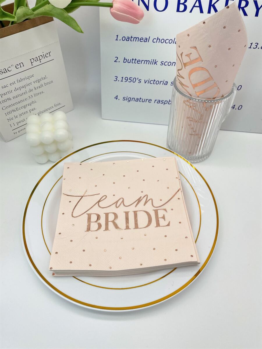 16pcs Letter Graphic Disposable Napkin, 33x33cm Paper Napkin For Party ...