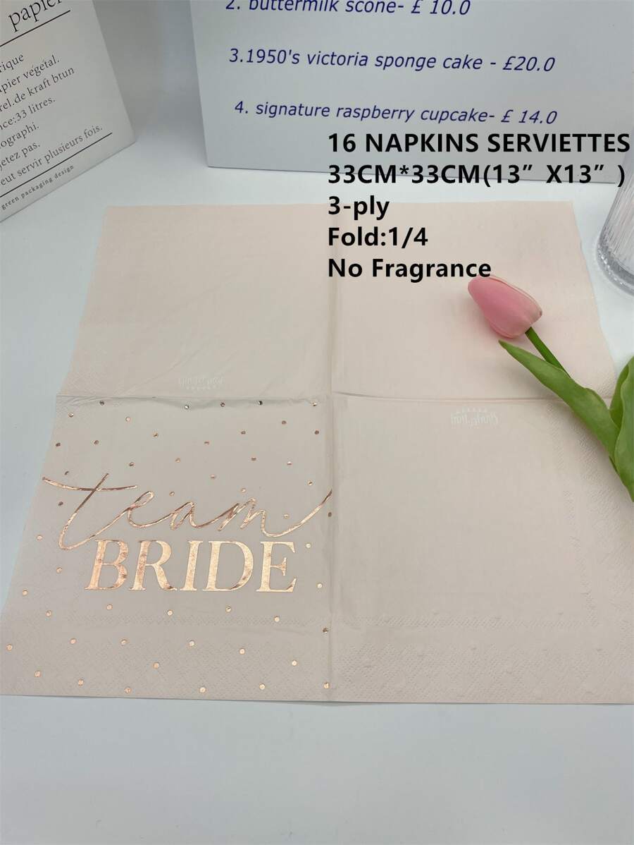 16pcs Letter Graphic Disposable Napkin, 33x33cm Paper Napkin For Party ...