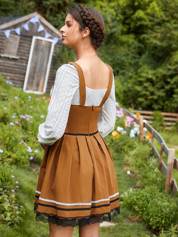 Lace Up Buckle Overall Dress Without Blouse | SHEIN USA