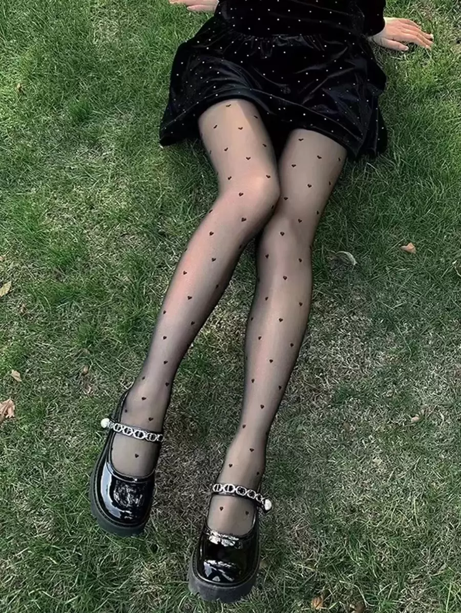Heart Pattern Sheer Tights | SHEIN USA