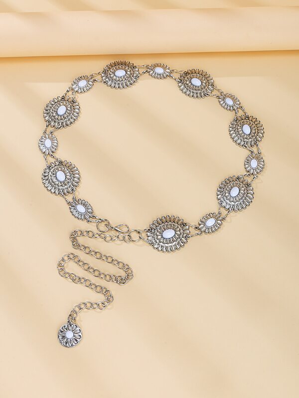 Textured Metal Flower Decor Chain Belt | SHEIN USA