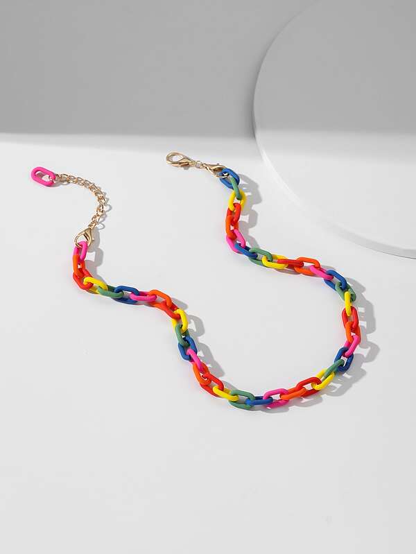 Random Color Block Chain Necklace | SHEIN USA