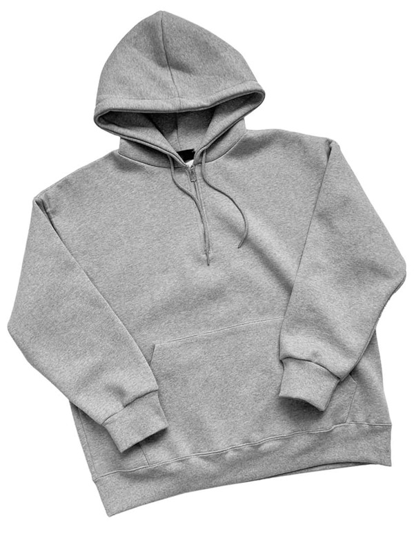 DAZY Men Kangaroo Pocket Half Zipper Drop Shoulder Drawstring Hoodie