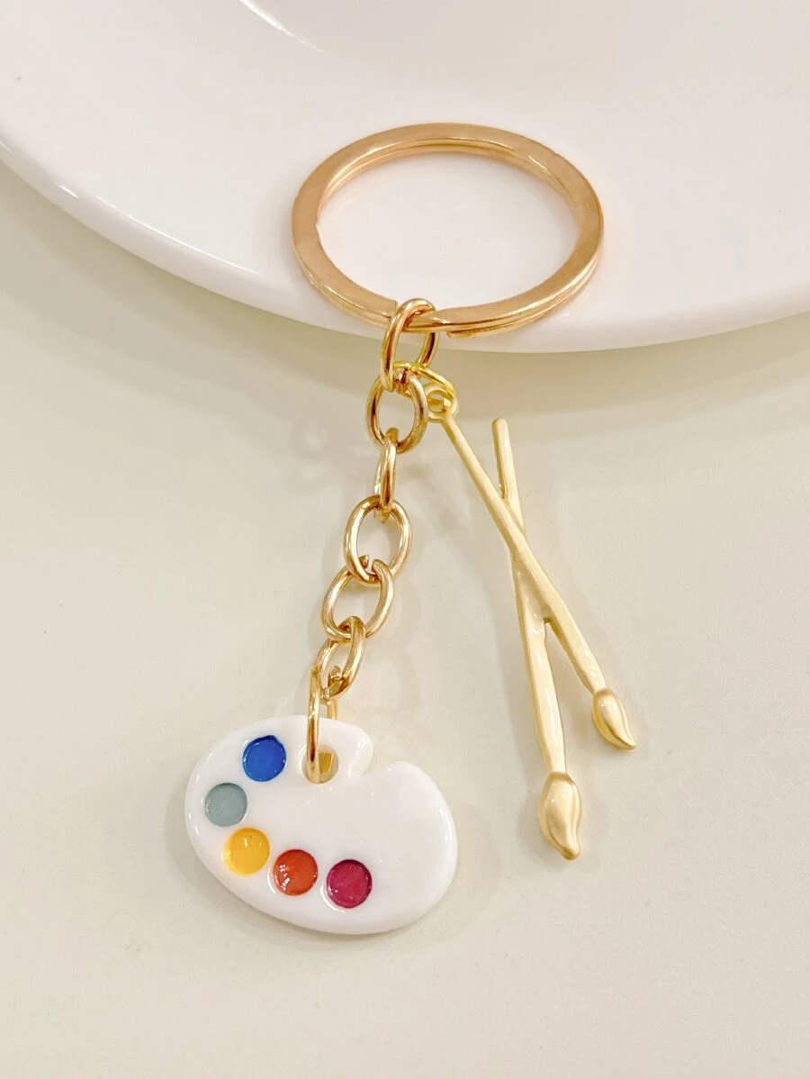 Color Palette & Brush Charm Keychain | SHEIN USA