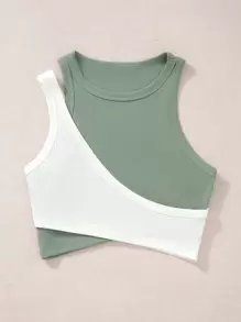 Flirla Two Tone Cut Out Tank Top | SHEIN USA
