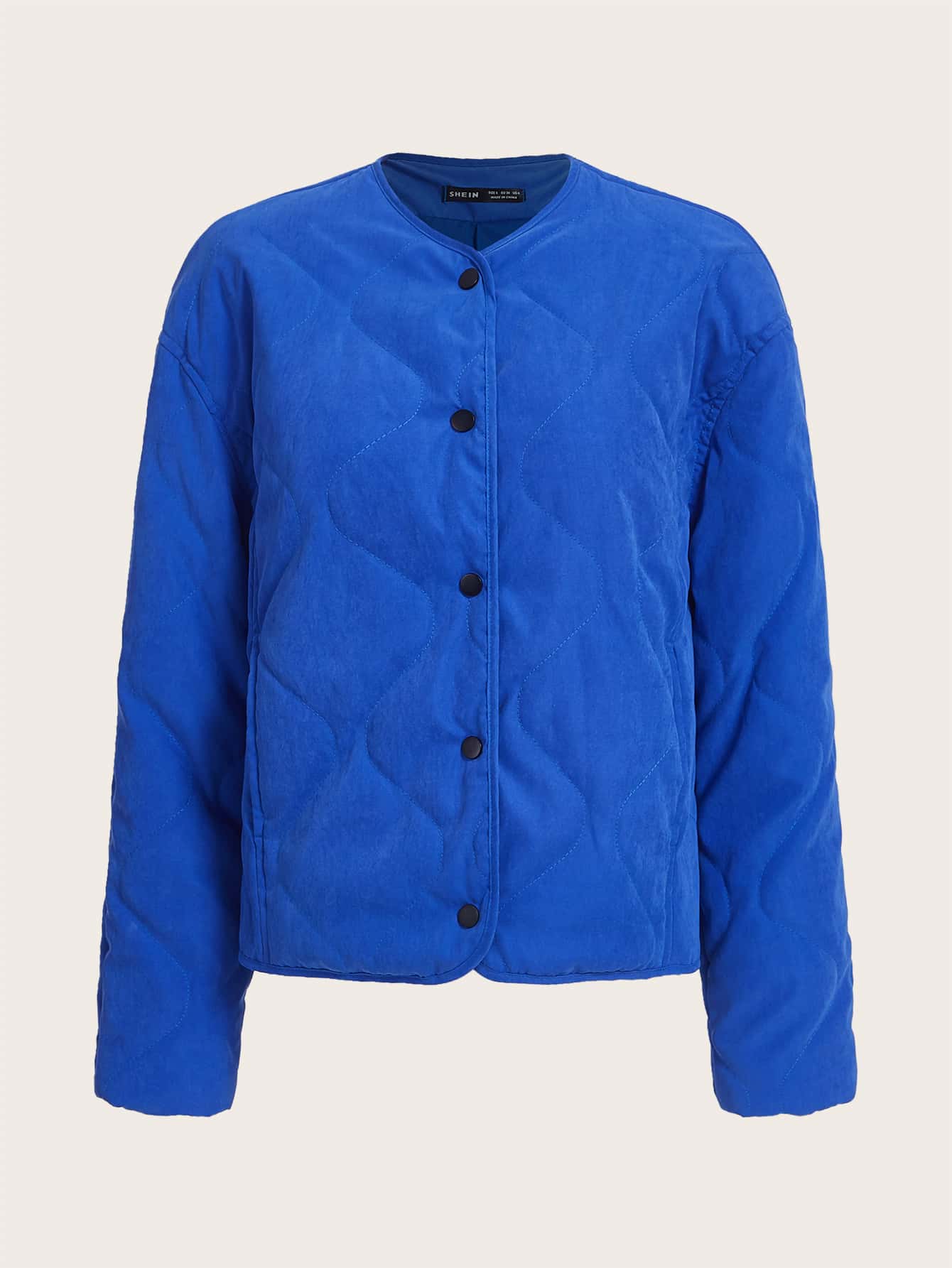 Snap Button Drop Shoulder Argyle Onion Quilted Coat | SHEIN USA