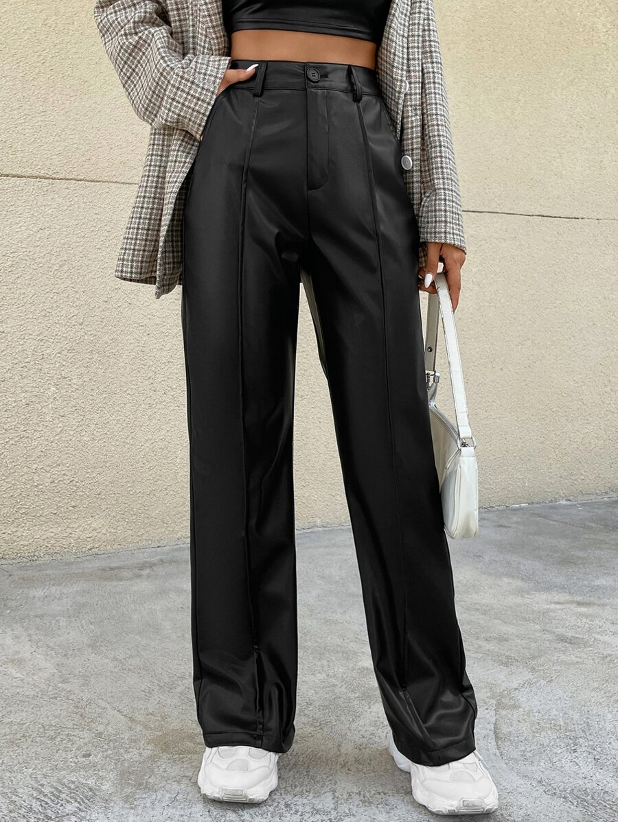 Shein X Lucía Bellido Shein Ezwear Hose Mit Geradlinigen Beinen Hoher