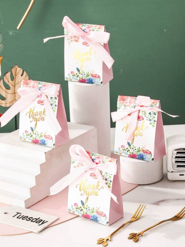 6 piezas Caja de embalaje con estampado de flor y letra | Moda de Mujer ...