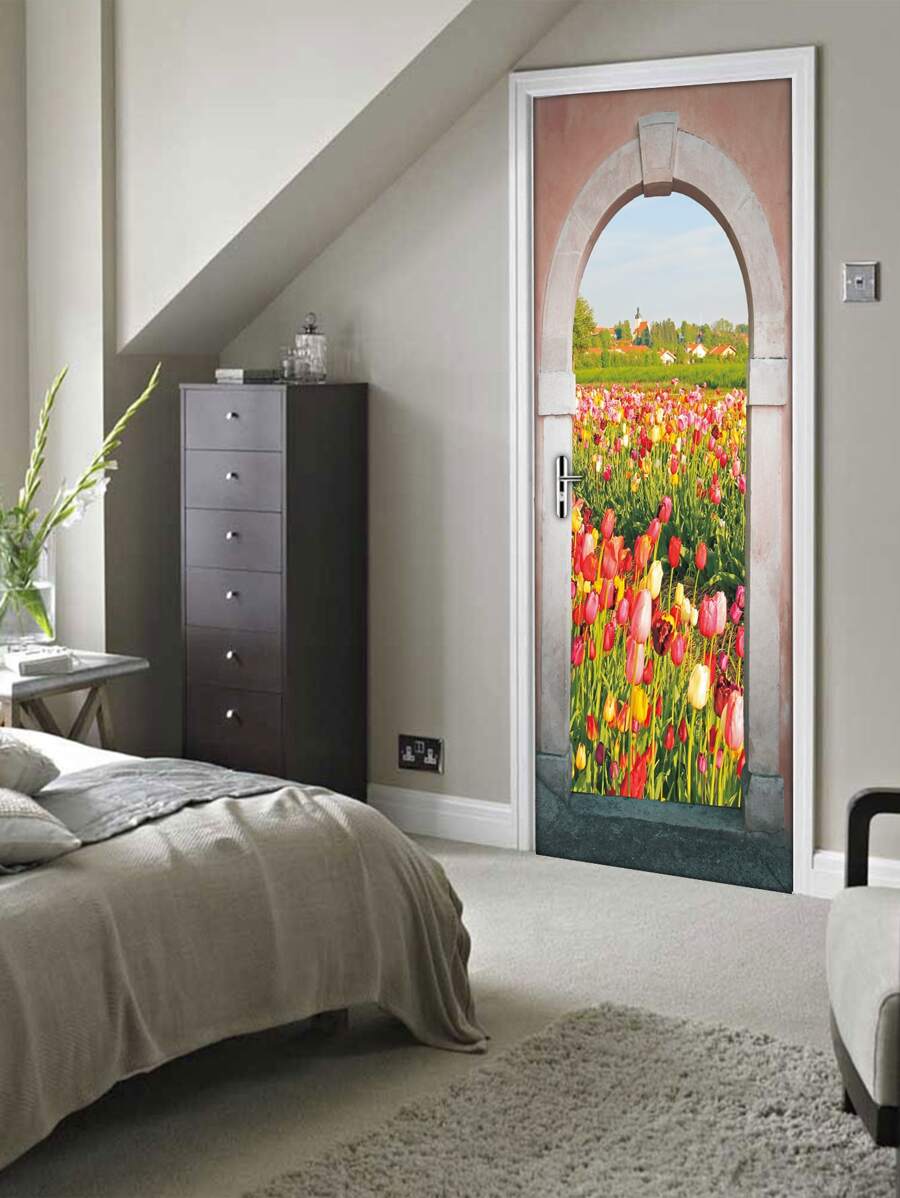 Tulip Pattern Door Sticker | SHEIN USA