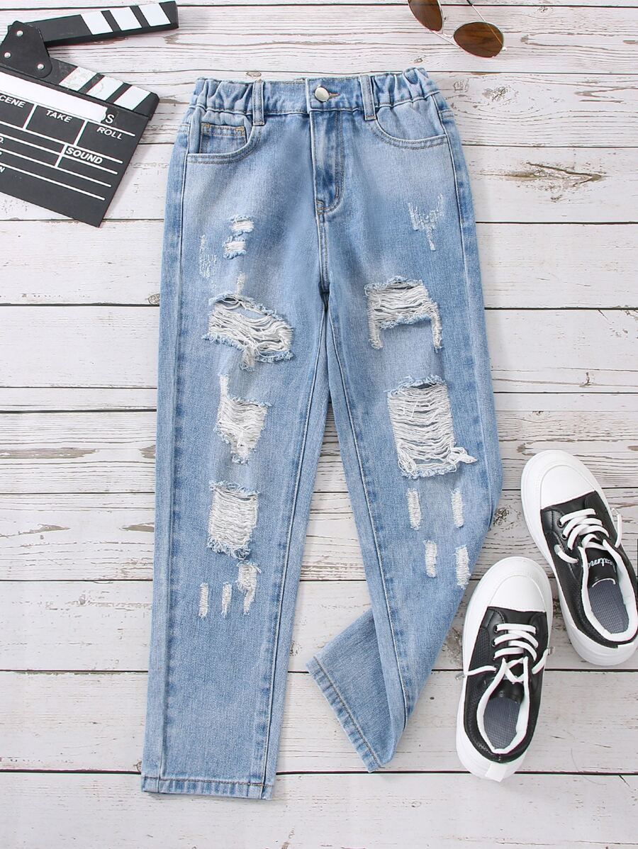 Boys Ripped Tapered Jeans | SHEIN USA