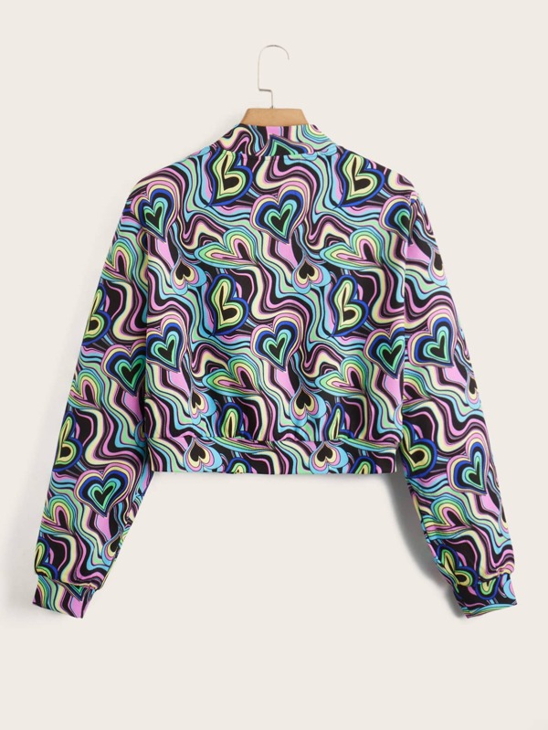 Shein Coolane Reflective Allover Heart Print Jacket Shein Uk