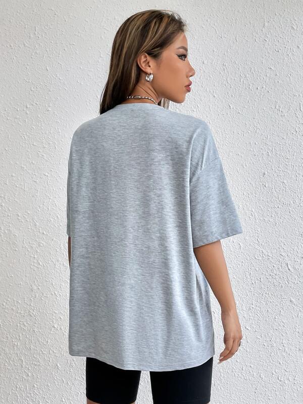 SHEIN EZwear Solid Drop Shoulder Tee | SHEIN UK