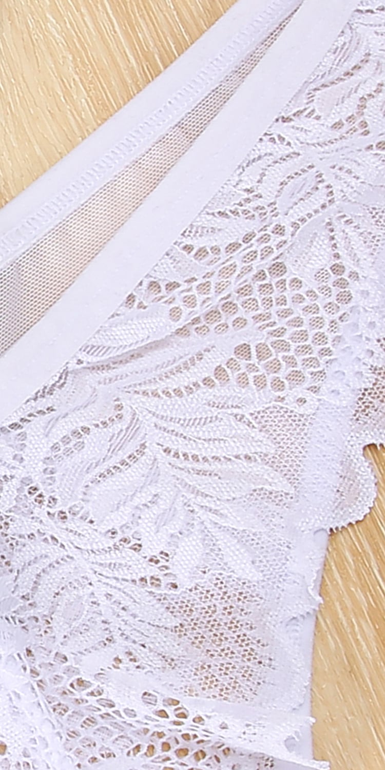 Finetoo Contrast Lace Scallop Trim Thong Shein Usa
