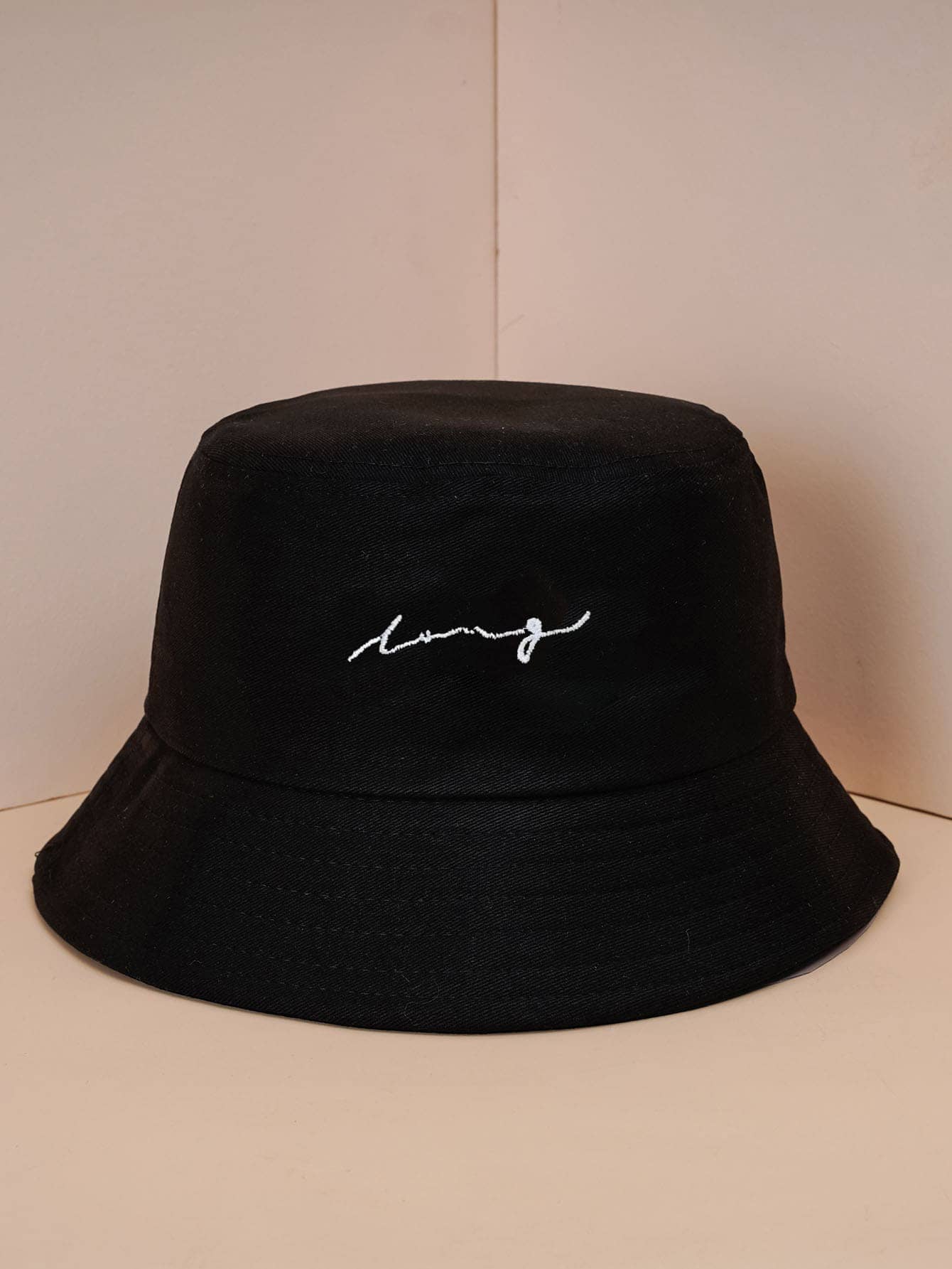 Unisex Embroidered Long Bucket Hat, Couple Outdoor Sun Protection Y2k ...