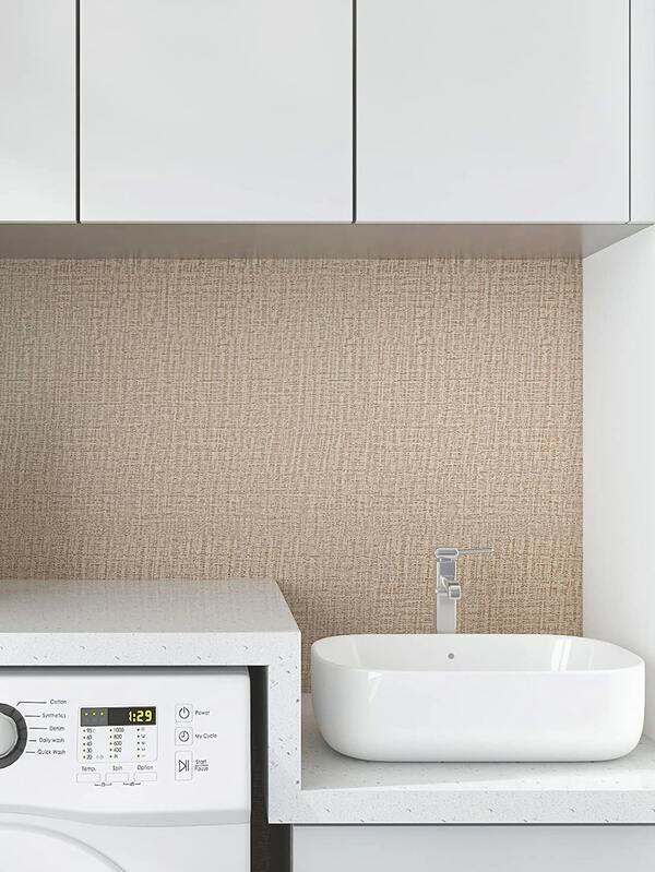 1pc PVC Wall Paper, Modern Linen-like Pattern Cabinet Desktop Wallpaper ...