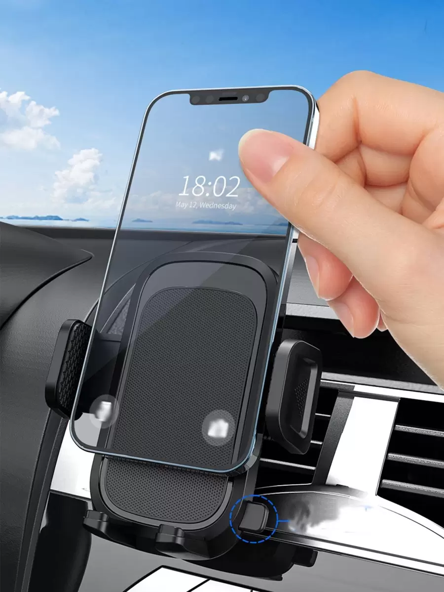 1pc Black Car Air Vent Mobile Phone Holder, Clip-On Car Phone Mount ...