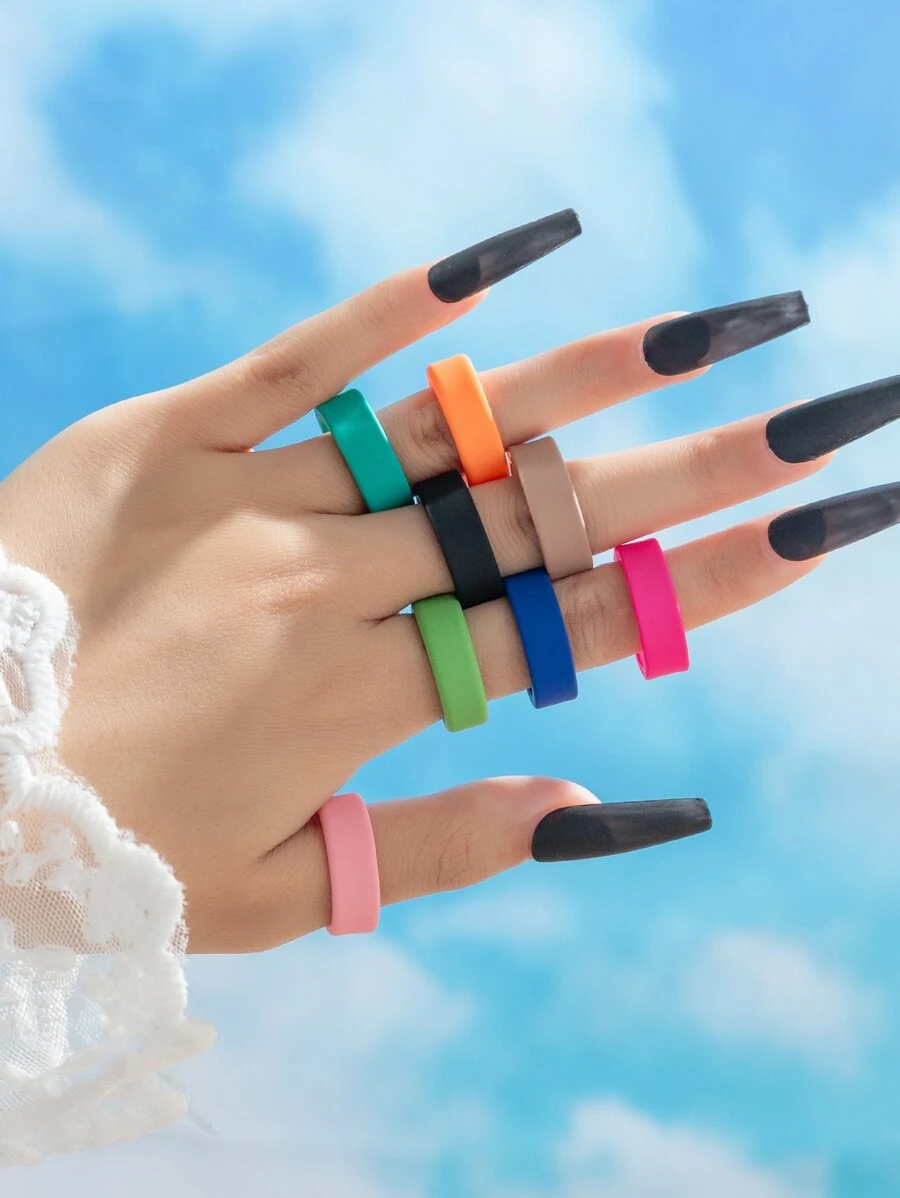 8pcs Solid Minimalist Ring | SHEIN USA