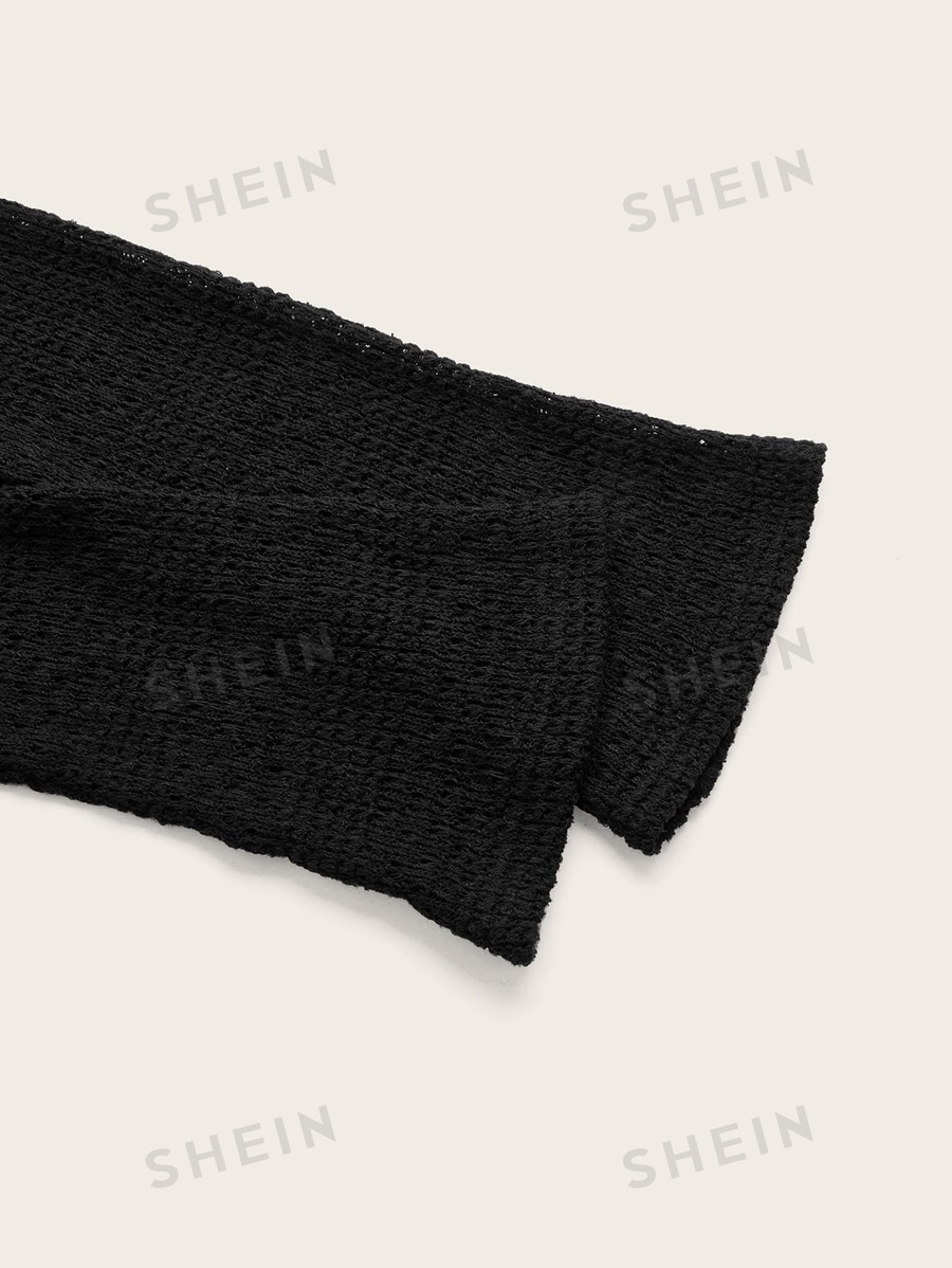 SHEIN ICON Spring Black Solid Super Crop Sweater | SHEIN USA