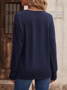 SHEIN LUNE Solid Drop Shoulder Tee | SHEIN USA