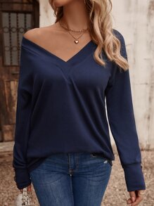 SHEIN LUNE Solid Drop Shoulder Tee | SHEIN USA