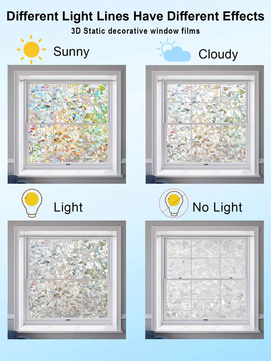 Rainbow Window Film 3D Ecology Glass Vinyl For Home Static Cling ...