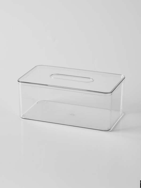 SHEIN Basic living Clear Tissue Storage Box With Lid, Simple PET Tissue ...