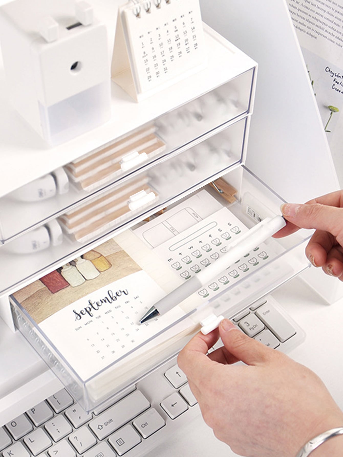 1pc Plain Desk Storage Box